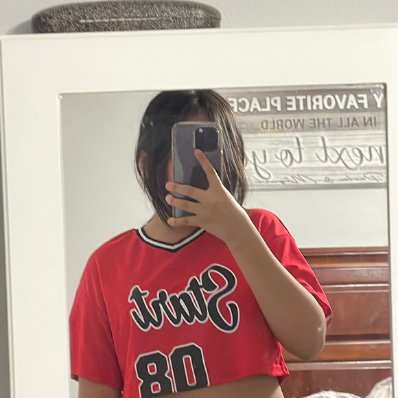 SHEIN | Shirts & Tops | Cropped Redshirt | Poshmark